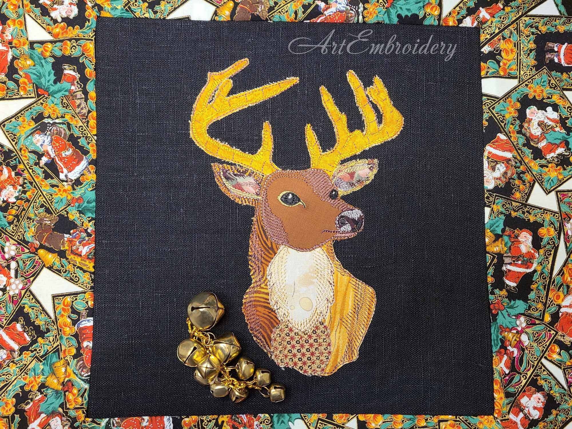 Deer Machine Embroidery Raw Edge Applique Design in 3 Sizes | Etsy