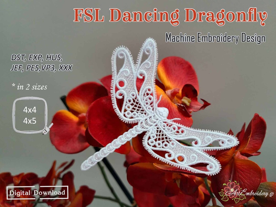 FSL Dragonfly Embroidery Design: ITH Lace Project (digital Download) - Etsy