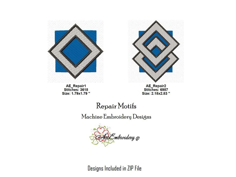 Repair Motifs - Machine Embroidery Geometrical Designs for Hoop 4x4 ...