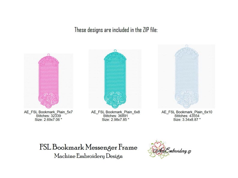 FSL Lace Bookmark, Messenger Frame - Machine Embroidery Design, 3sizes ...