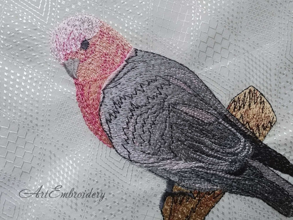 Galah Cockatoo - Machine Embroidery Design in 2 Sizes for Hoop 4x4" and ...