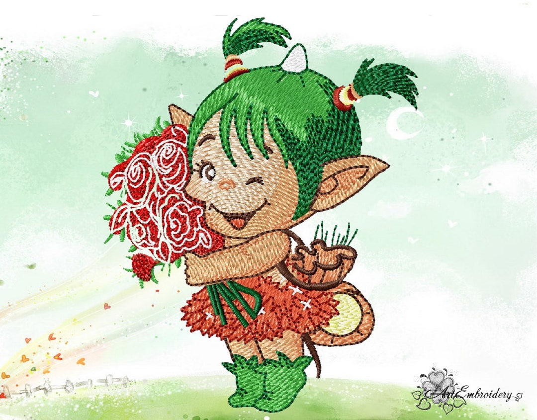 Forest Elf Girl - Machine Embroidery Design, Old Toy Series, 2 Sizes ...