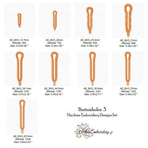 Buttonholes 3 - Machine Embroidery Designs Set of Nine Sizes Eyelet ...