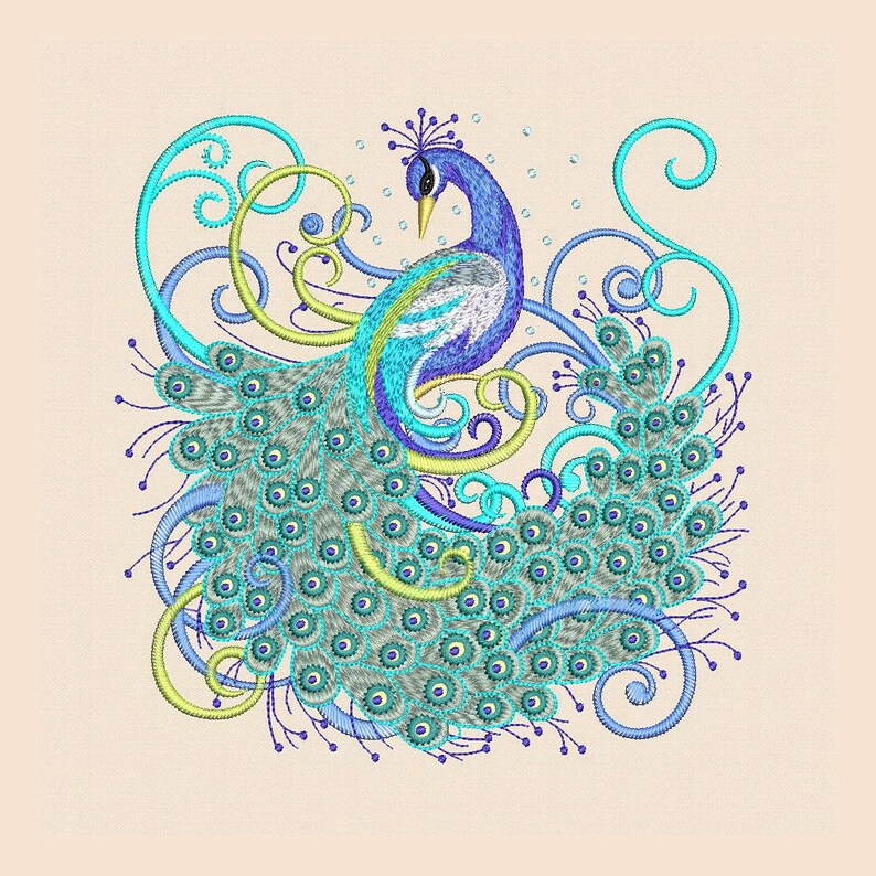 Blue Peacock, Indian Peafow - Machine Embroidery Design for Hoop 8x8 ...