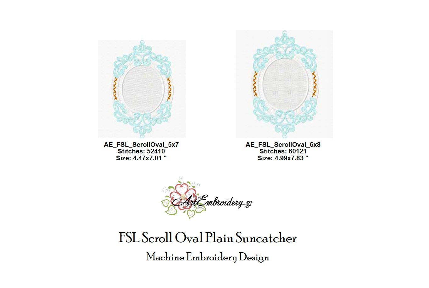 FSL Scroll Oval Suncatcher: Machine Embroidery Design (5x7 and 6x8) - Etsy