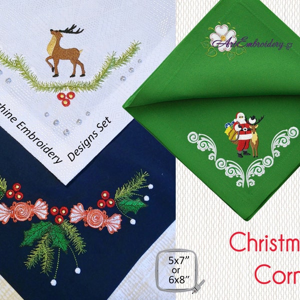 Machine Embroidery Christmas Corners - Etsy
