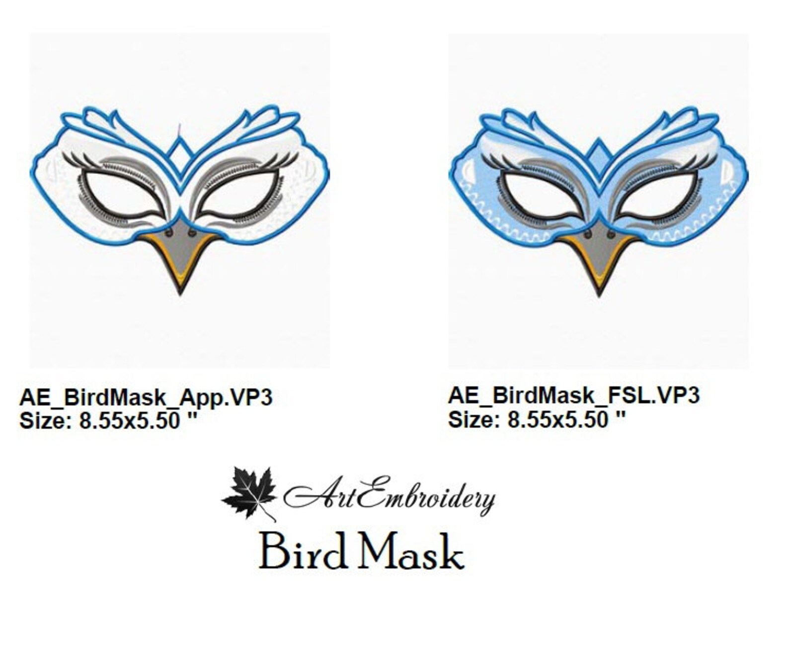 Bird Masks - Embroidery Designs Set in FSL, Applique or Patch-making ...