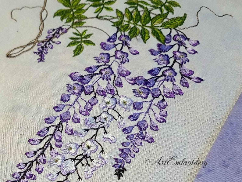 Wisteria Hanging Clusters Set 2 Machine Embroidery Botanical - Etsy