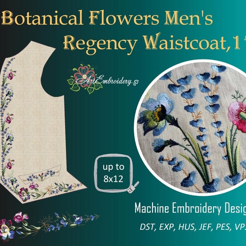 Regency Sunflower Waistcoat Machine Embroidery Designs Set - Etsy