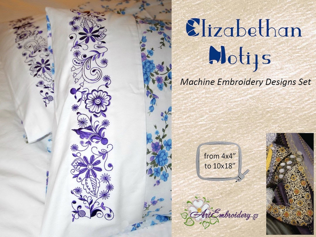 Elizabethan Blackwork Motifs in Two Sizes 2.8" and 4" Width - Machine ...