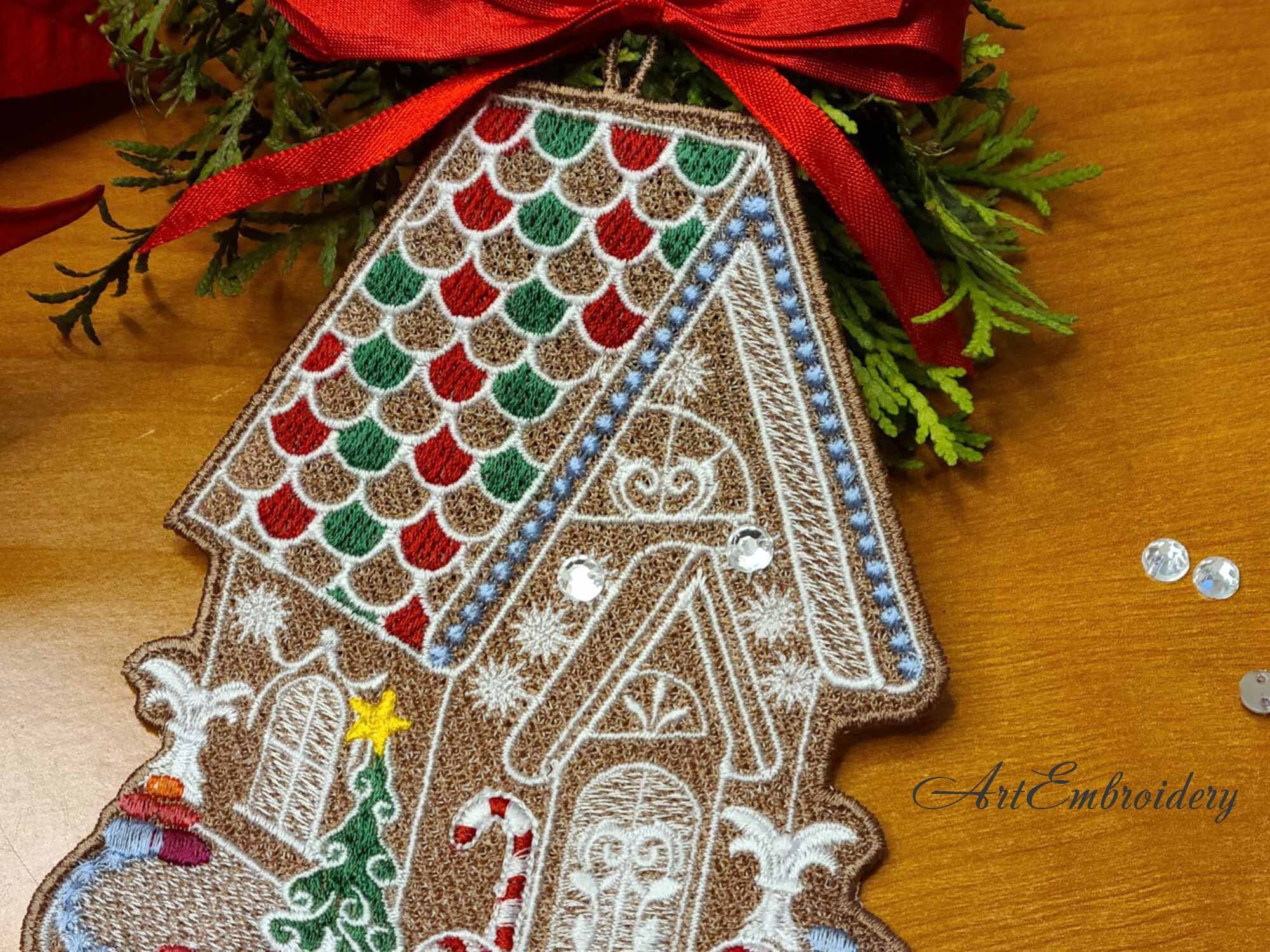 FSL Gingerbread House: Festive Lace Embroidery Design (5x7, 6x8 Hoops ...