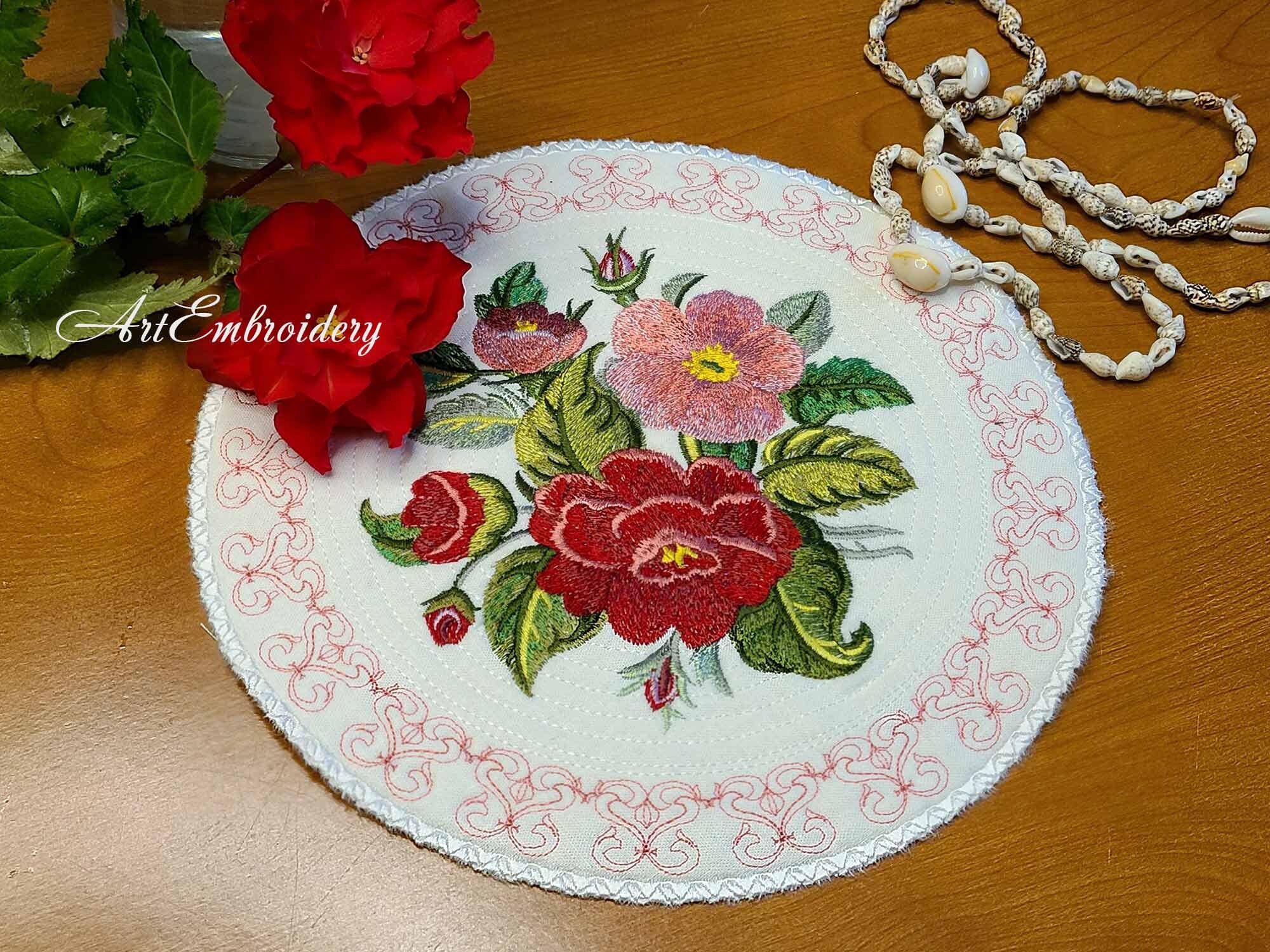 Begonia Bouquet Machine Embroidery Designs: ITH Doily (digital Download ...