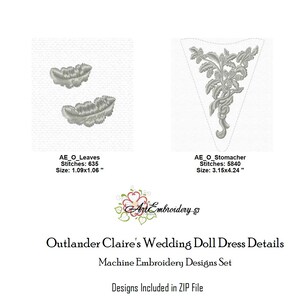 Outlander Claire's Wedding Doll Dress Details – Machine Embroidery ...
