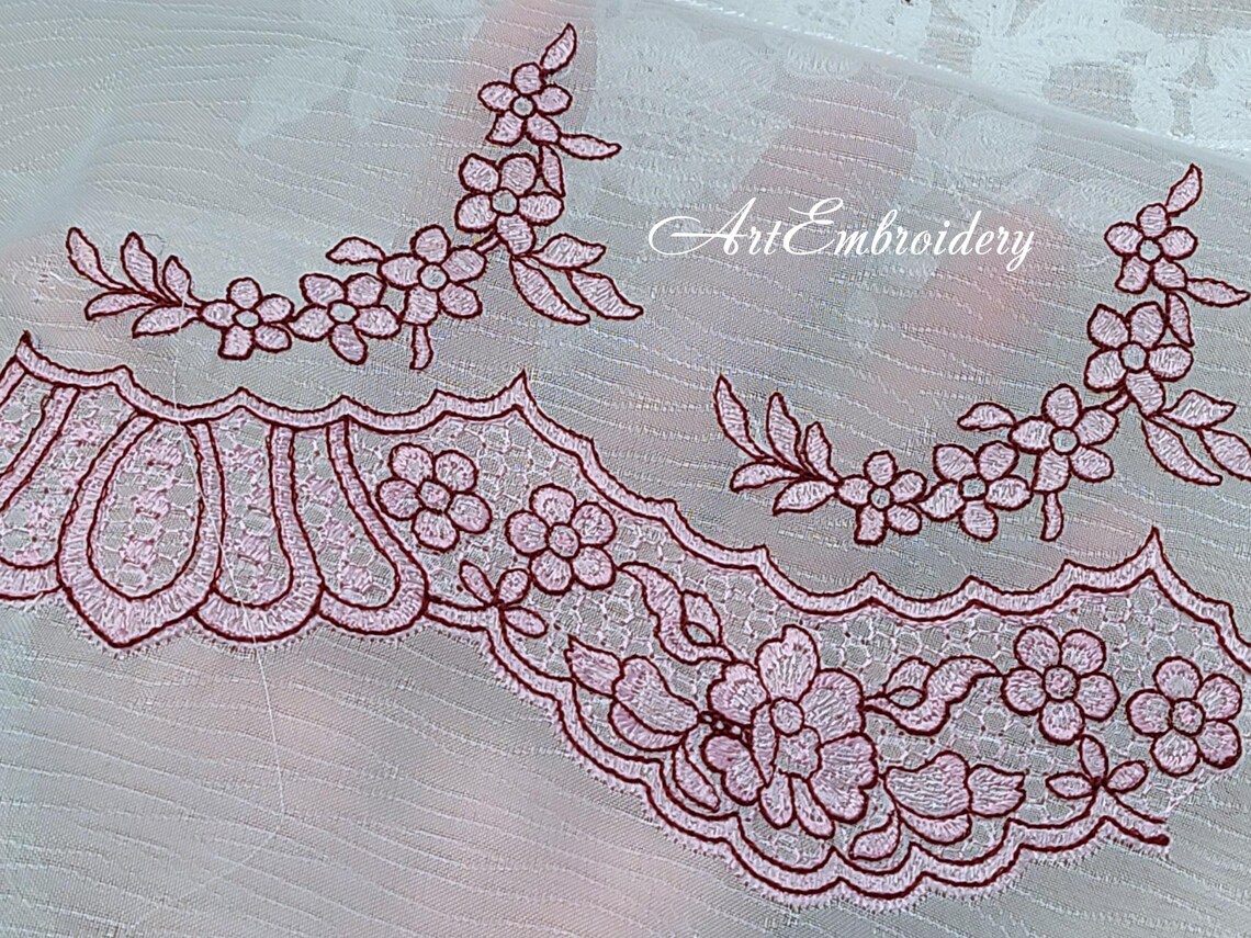 Blossom Floral Border: Machine Embroidery Design (6x8" Hoop) (digital ...
