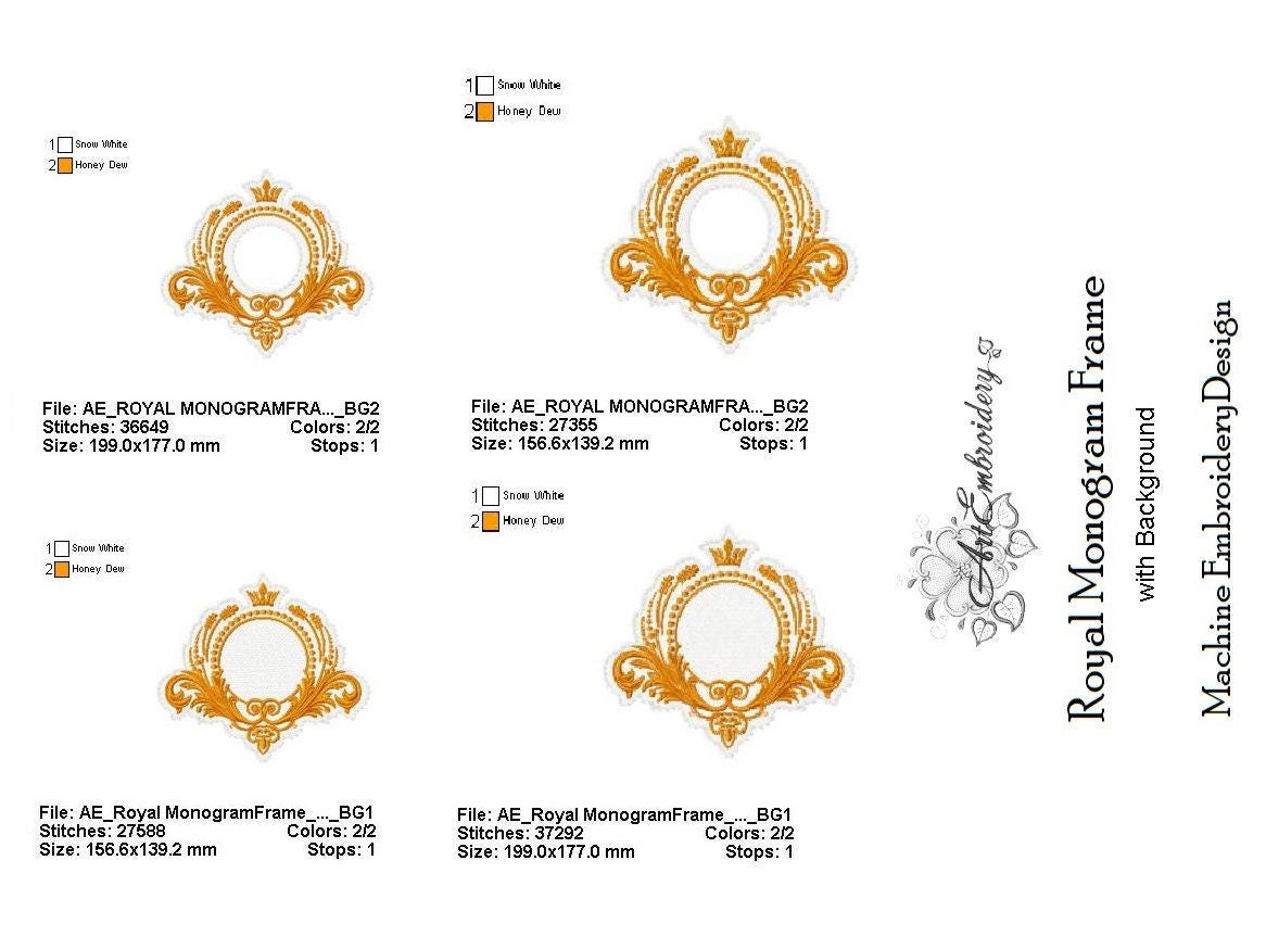 Royal Monogram Frame Machine Embroidery Design in Three | Etsy