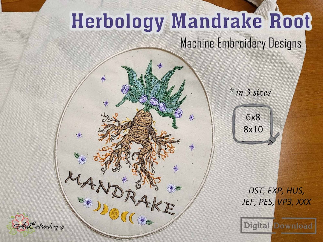 Herbology Mandrake Root - Machine Embroidery Design in 2 Sizes for Hoop ...
