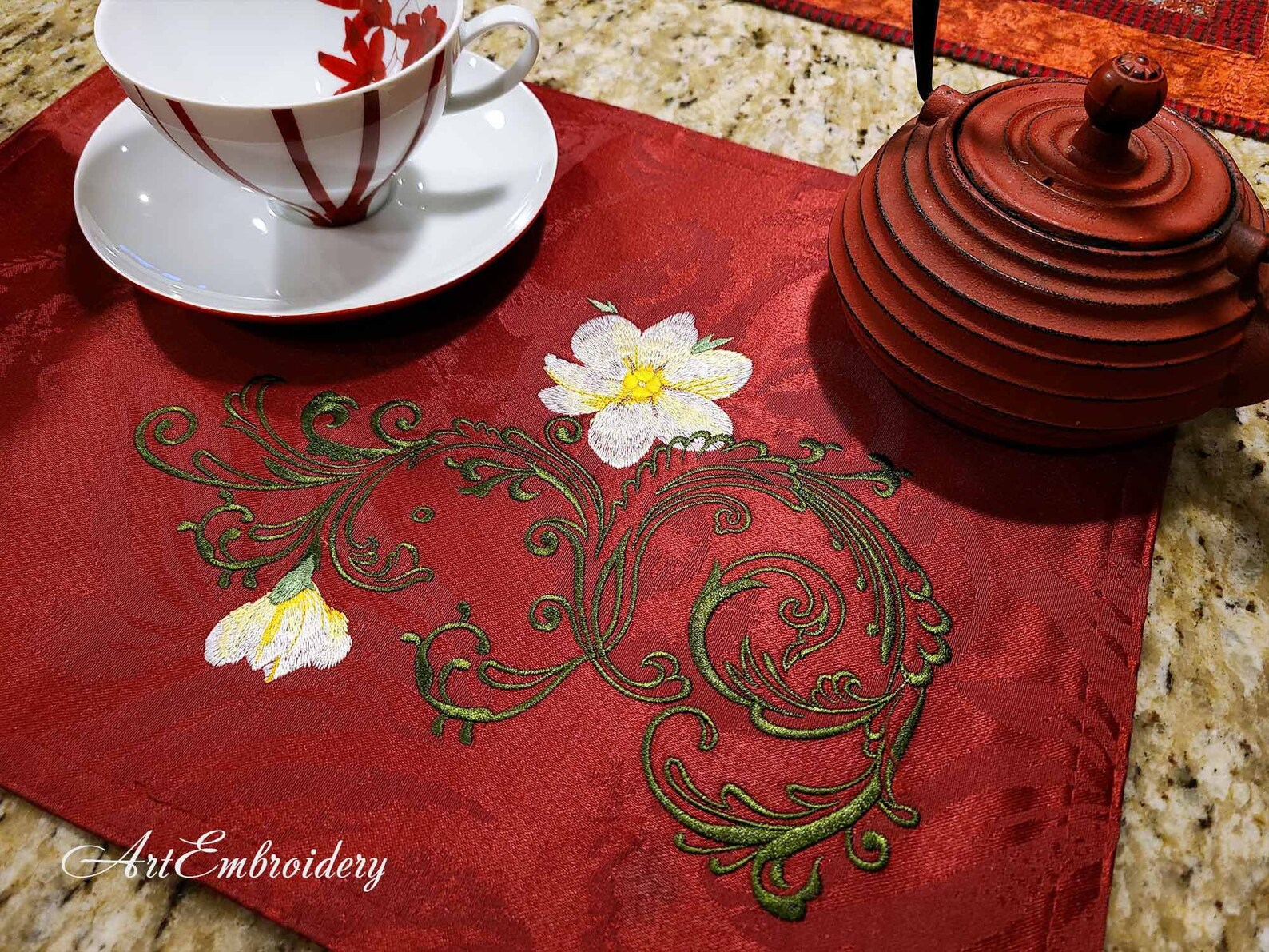 Flourish Gardenia Machine Embroidery Designs: Floral Scroll Set ...