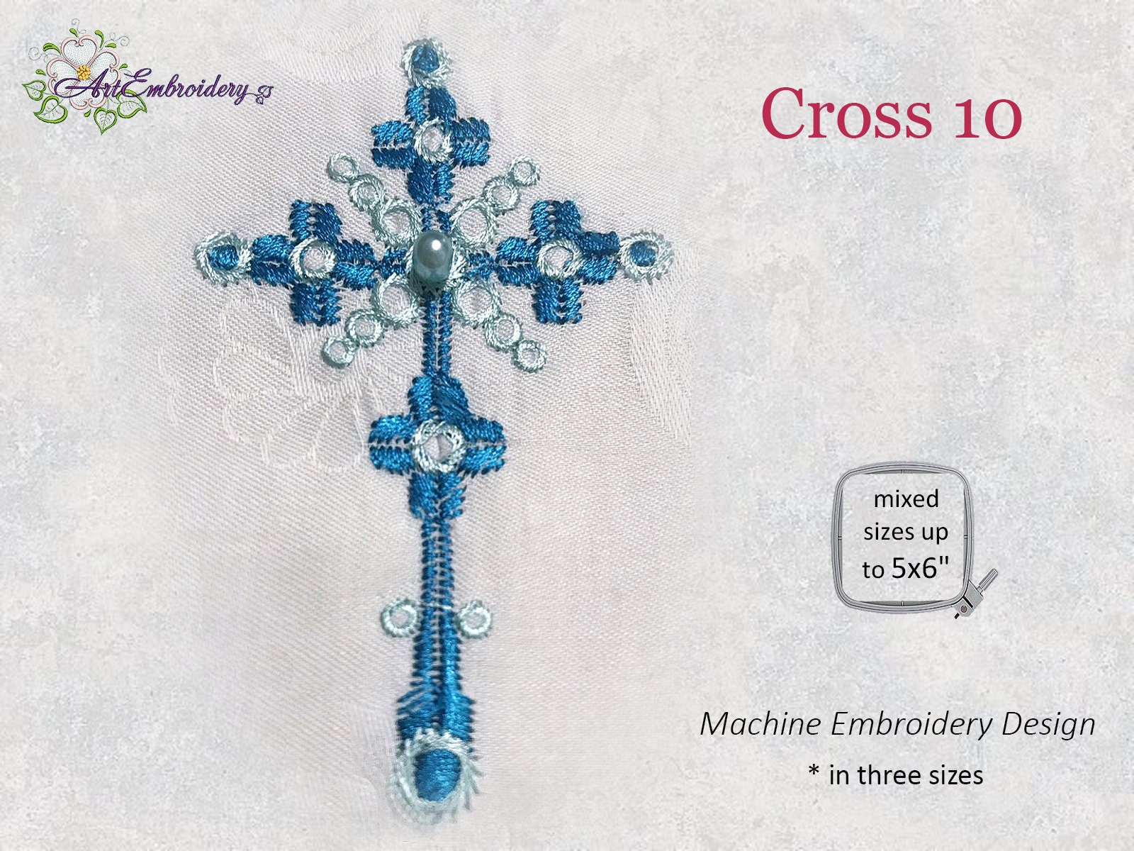 Cross 10 - Machine Embroidery Design in Three Sizes - Etsy