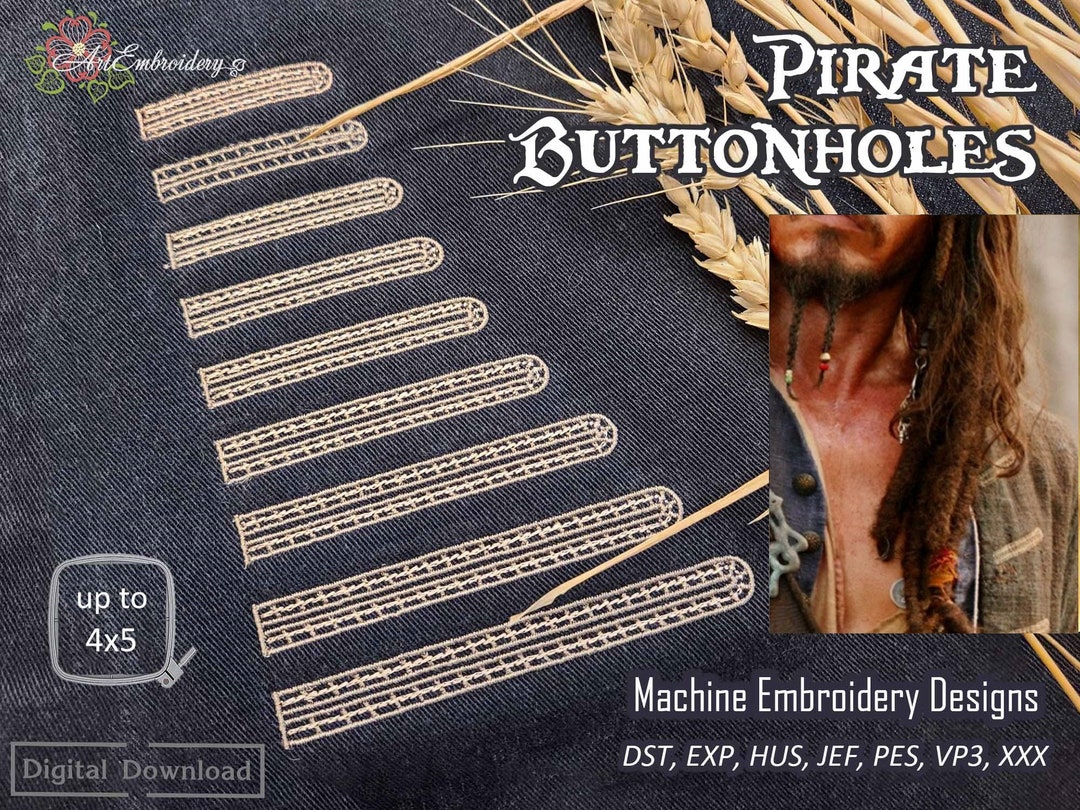 Pirate Buttonholes Machine Embroidery Design: Cosplay Costume Fasteners ...