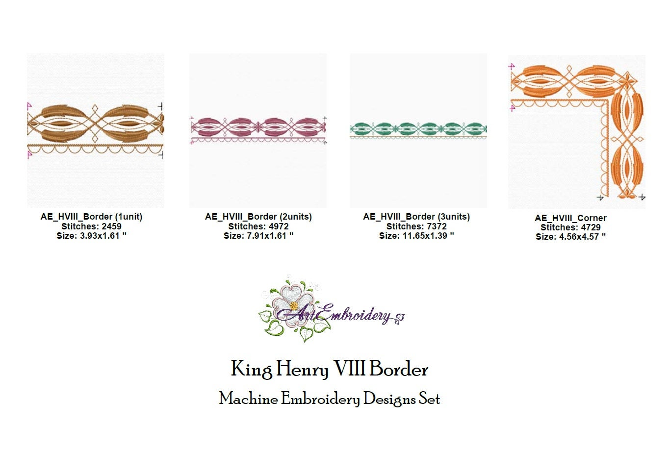 King Henry VIII Border - Machine Embroidery Designs Set for Hoop 5x7 ...