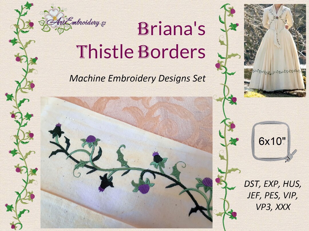Briana's Thistle Borders - Machine Embroidery Designs Set Includes Endless Border Designs - Etsy