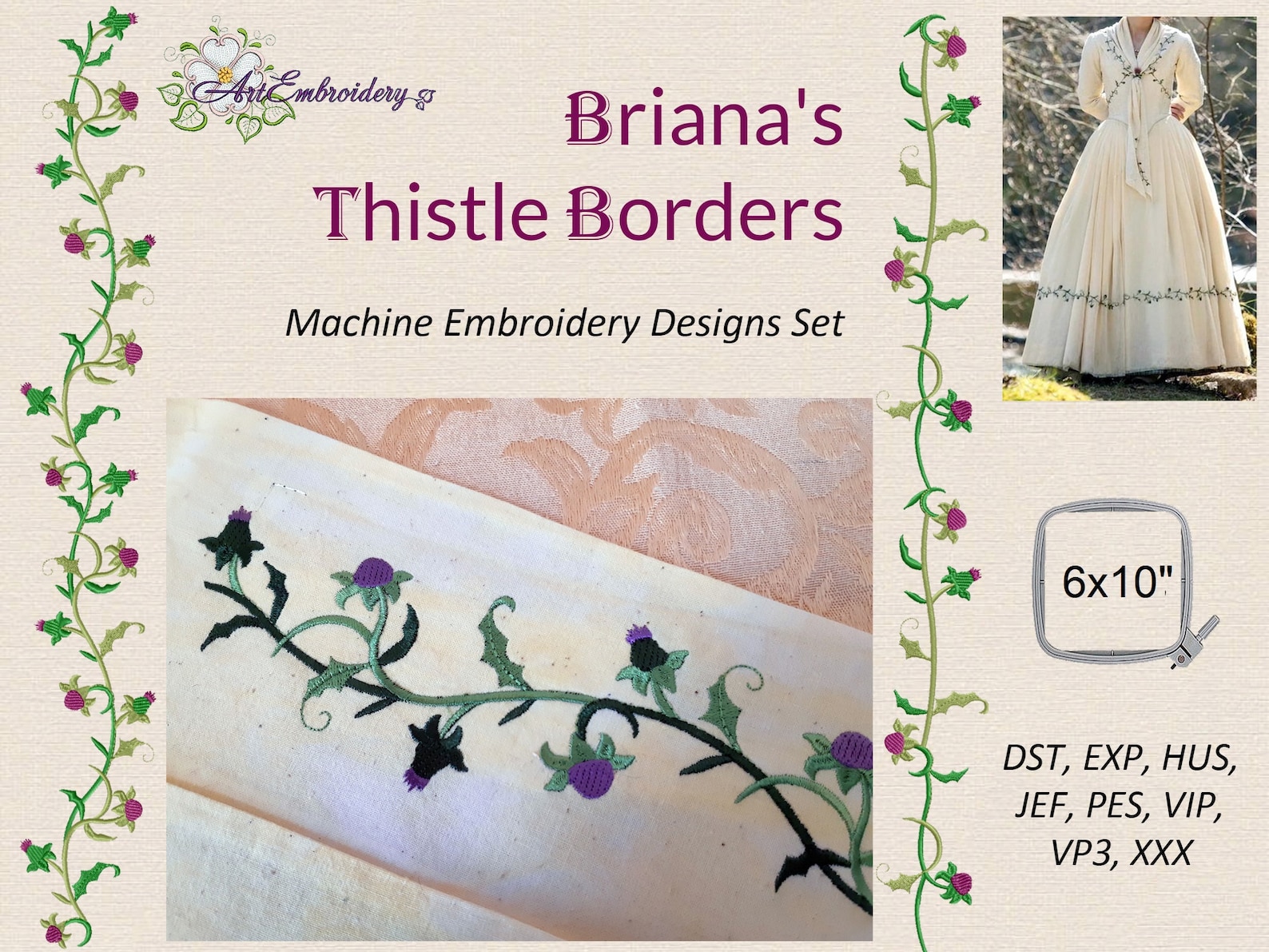 Briana's Thistle Borders Machine Embroidery Designs Set Includes ...