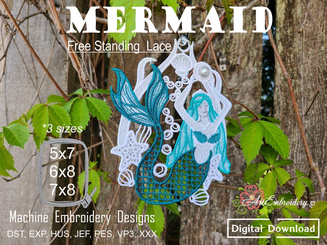 FSL Mermaid - Machine Embroidery Legendary Creature ITH Lace Project ...