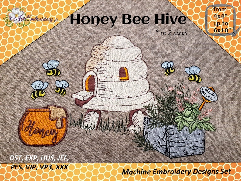 Honey Bee Hive Machine Embroidery Designs (4x4 to 6x10" Hoop) - Etsy