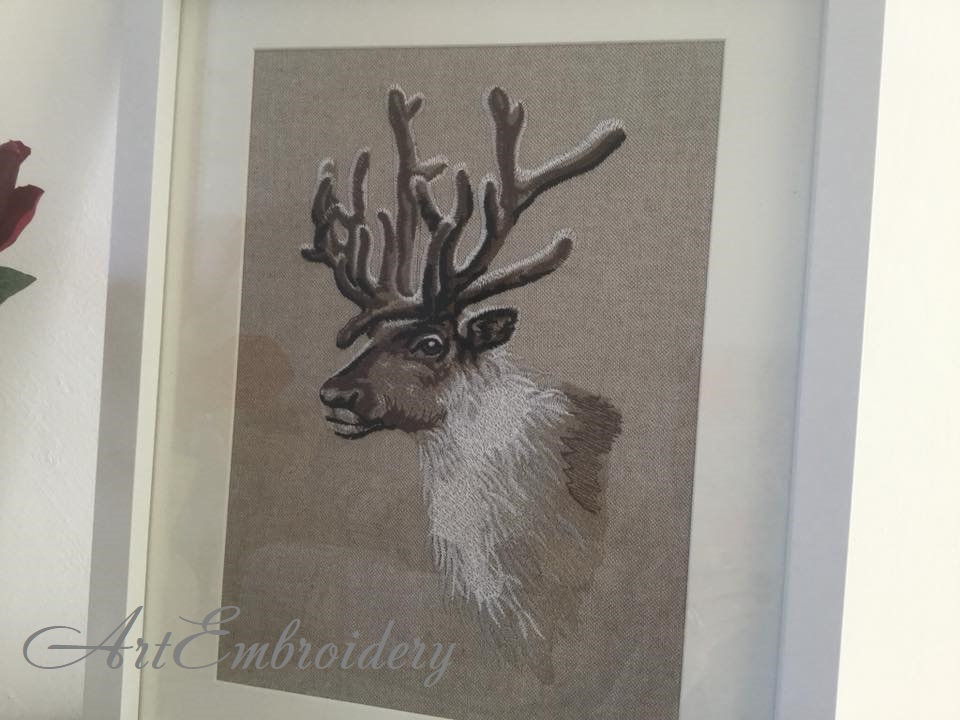 Reindeer (caribou) - Machine Embroidery Design in Three Sizes for Hoops ...