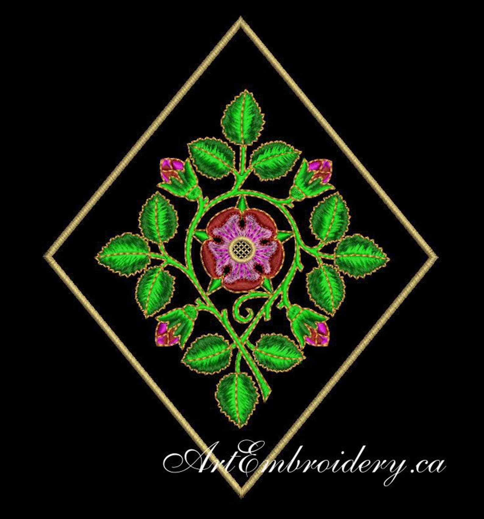 Historical Tudor Rose Diamond Colored Embroidery Designs Set | Etsy