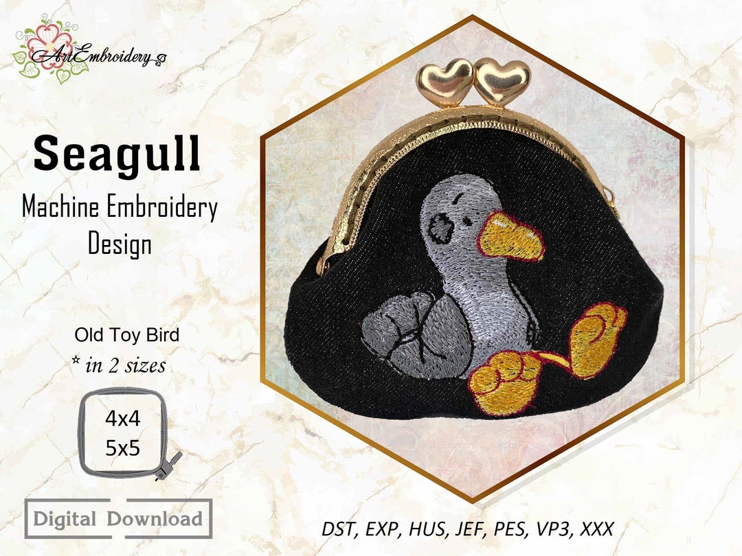 Seagull - Machine Embroidery Design of Series Old Toy Patched Bird in ...