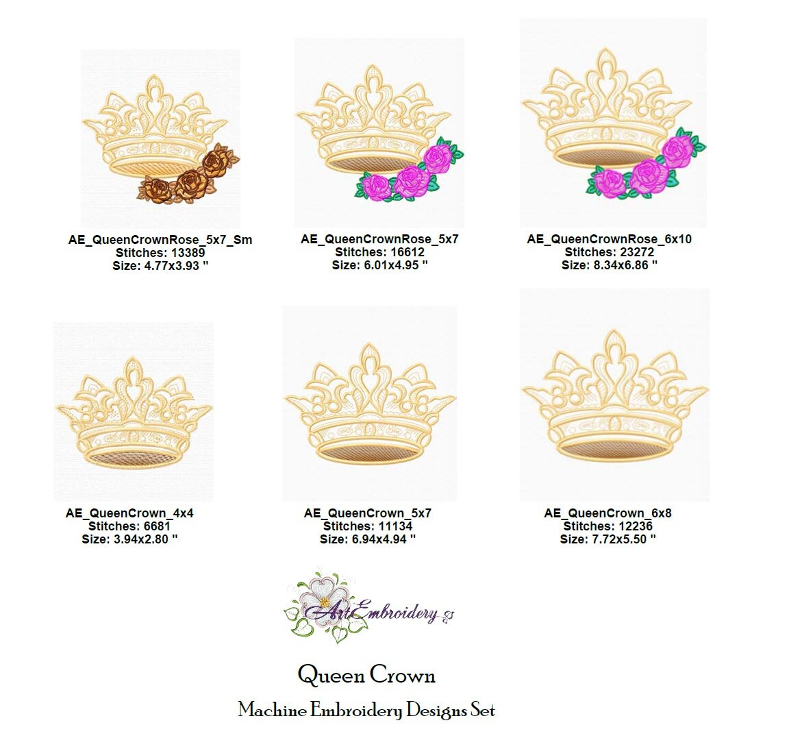 Queen Crown Machine Embroidery Designs Set of Two Designs With | Etsy