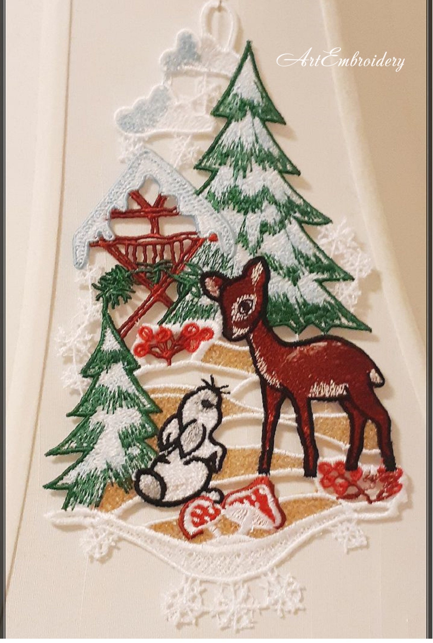 Winter Fairy Tale Deer FSL Machine Embroidery Design (5x7 and 6x8 ...