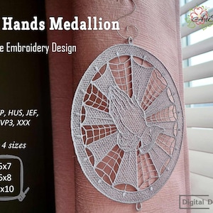 FSL Praying Hands Medallion: Christian Lace Embroidery Design (digital ...