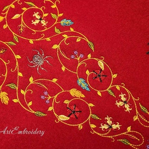 Hocus Pocus Stomacher – Machine Embroidery Scroll and Leaves Design ...