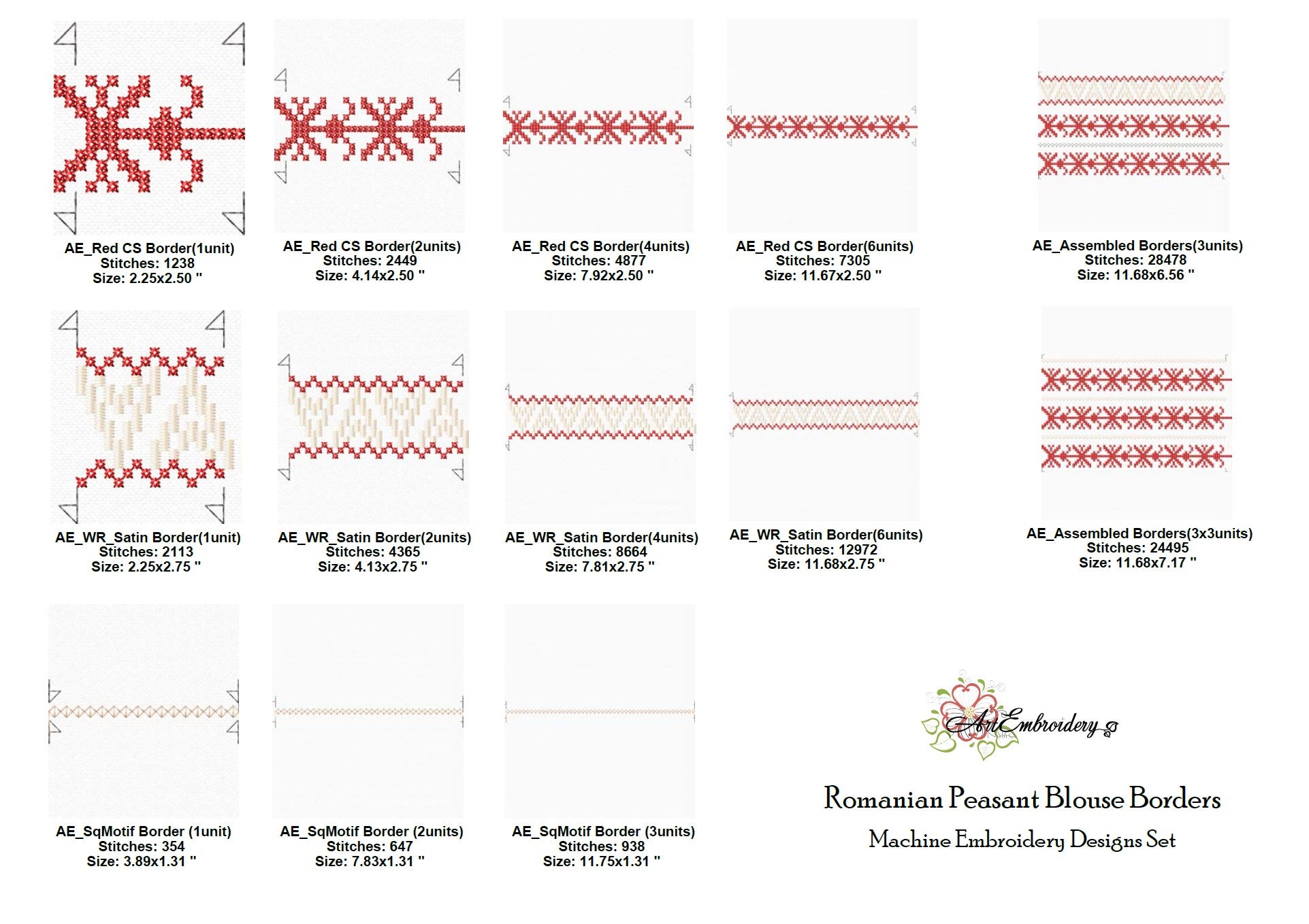 Romanian Peasant Blouse Borders - Machine Embroidery Designs Set for ...