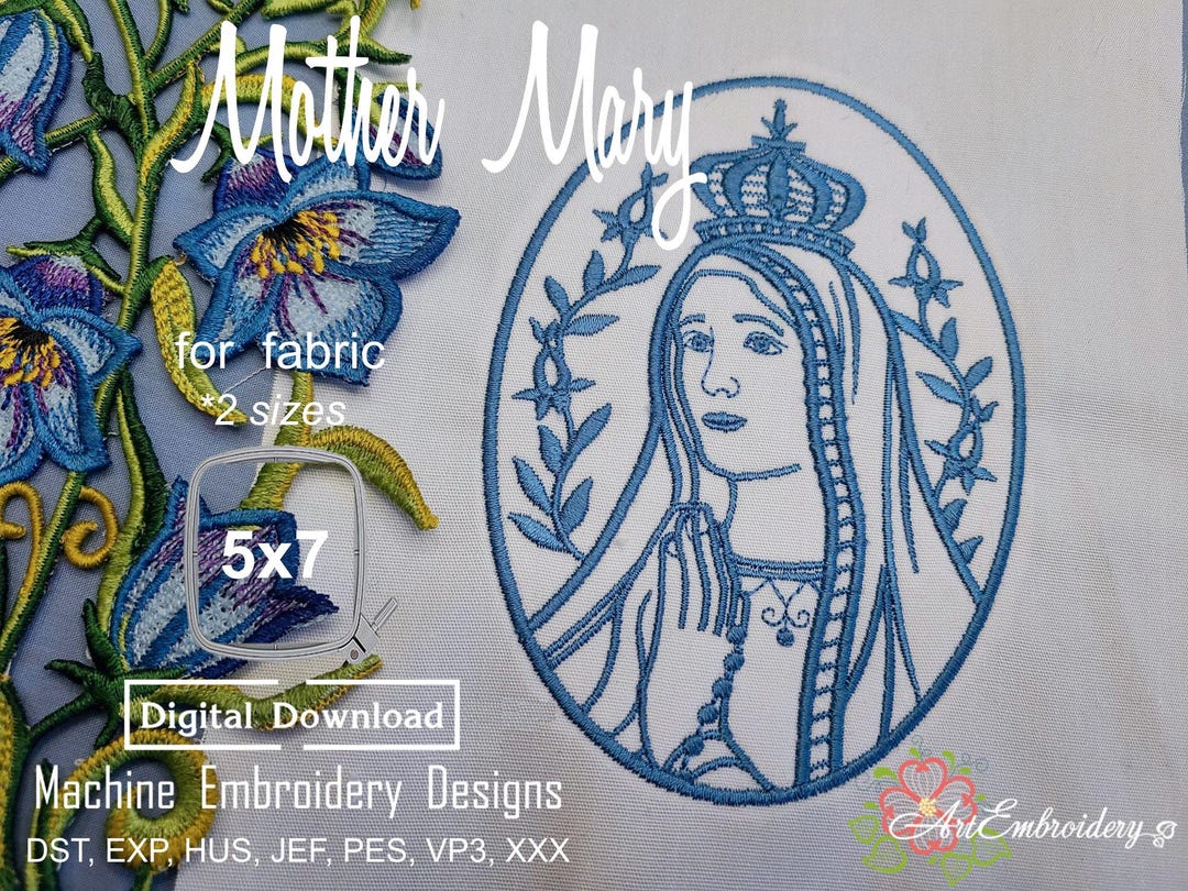 Mother Mary - Machine Embroidery Christian Religious Design in Two ...