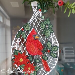 FSL Cardinal Machine Embroidery Freestanding Lace Christmas Bird Design ...