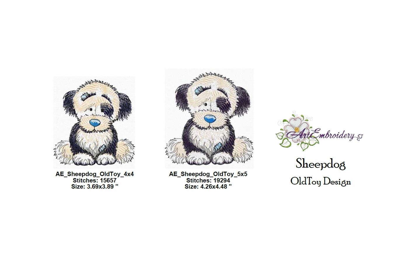 Sheep Dog Machine Embroidery Patched Animal Design in - Etsy Canada