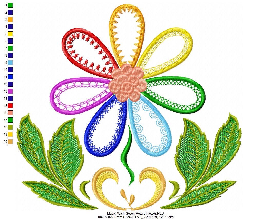 Magic Wish Seven-petals Flower Applique' Work - Etsy