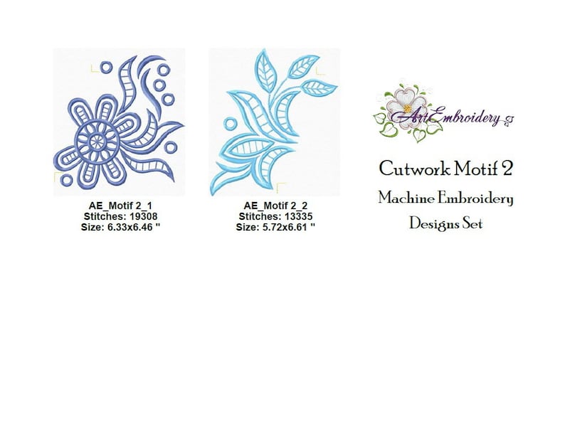 Cutwork Motif 2 Cutwork Machine Embroidery Designs Set for | Etsy