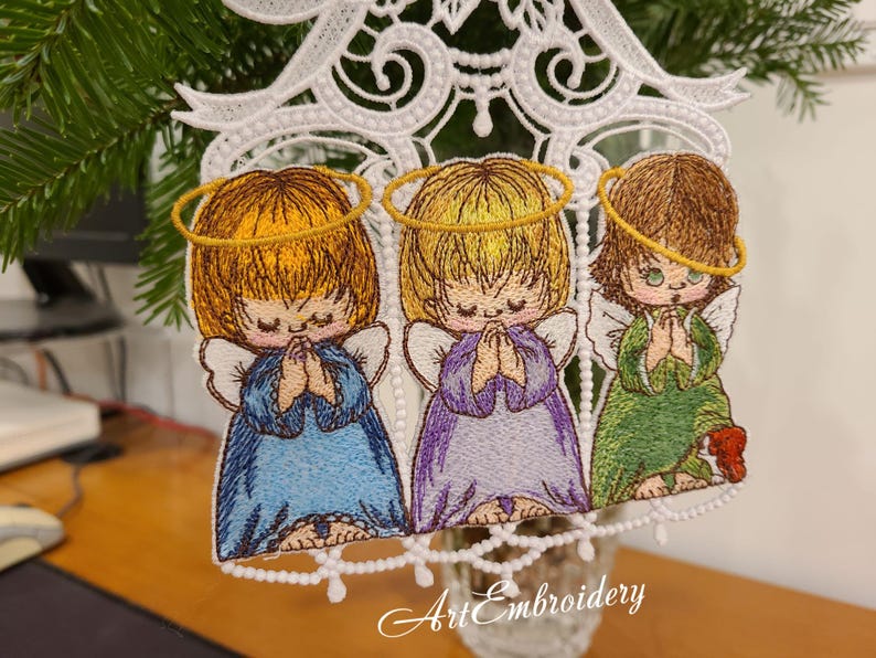 FSL Praying Angels - Machine Embroidery Design Lace Ornament, 2 Sizes ...