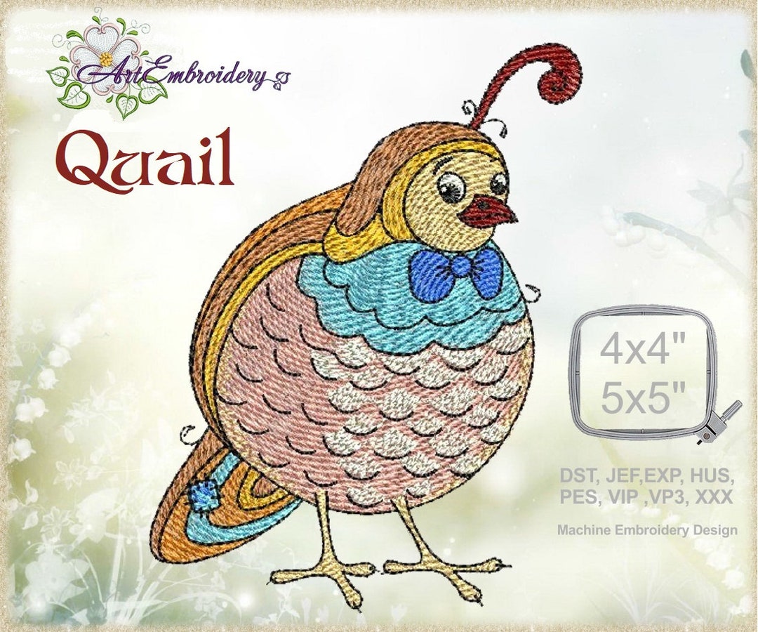 Quail - Machine Embroidery Old Toy Bird Design in Two Sizes - Etsy