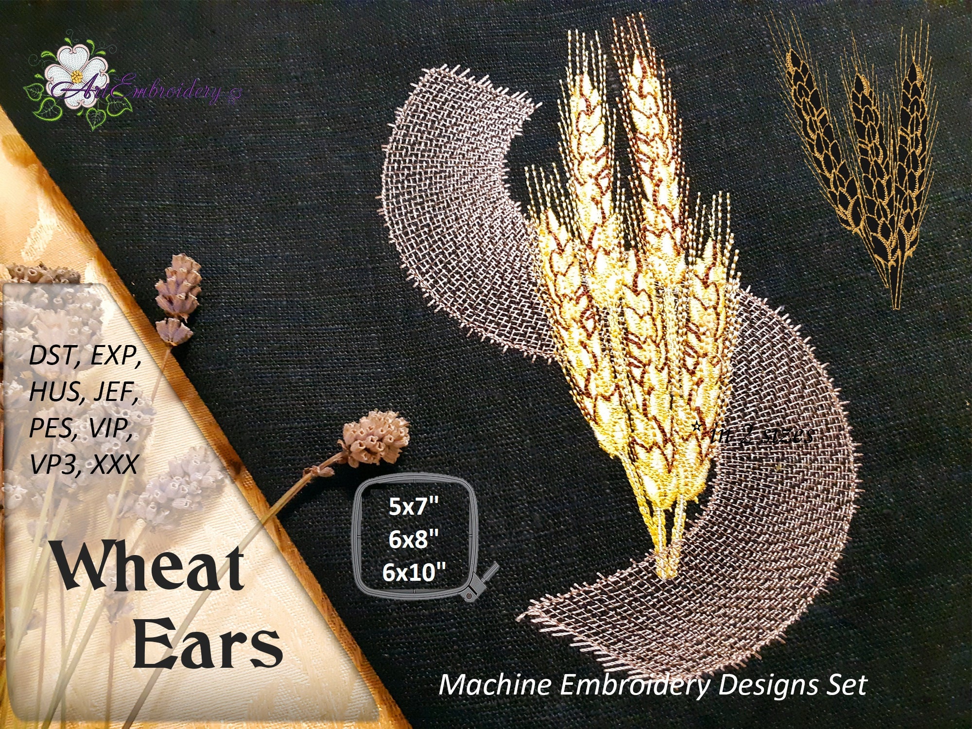 Wheat Ears Stalks of Wheat Machine Embroidery Designs Set | Etsy