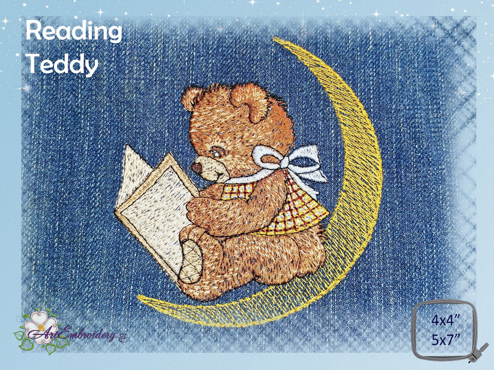 Reading Teddy Machine Embroidery Design for a Babies and | Etsy