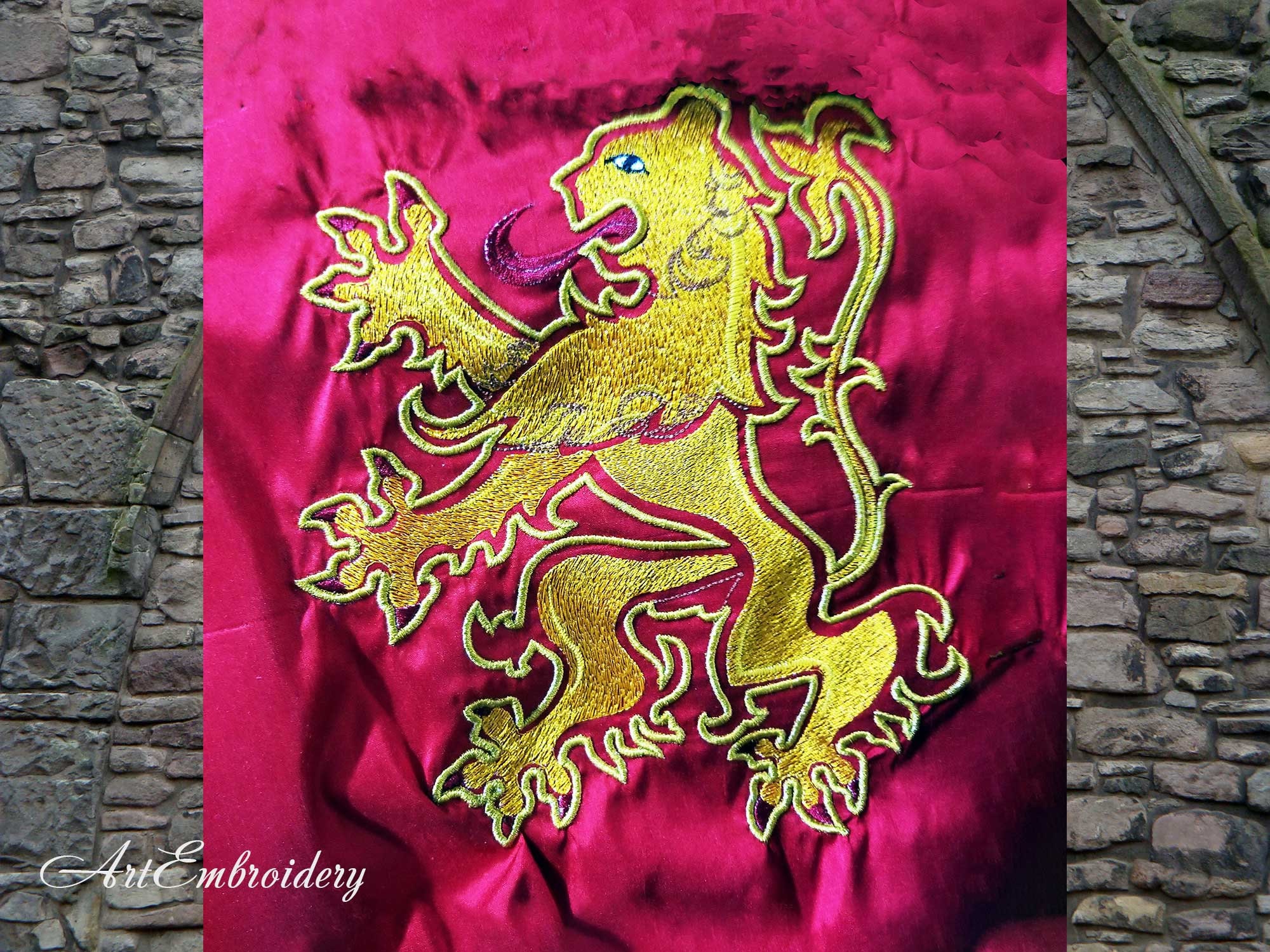 Lion Rampant Machine Embroidery Historical Heraldic Applique - Etsy