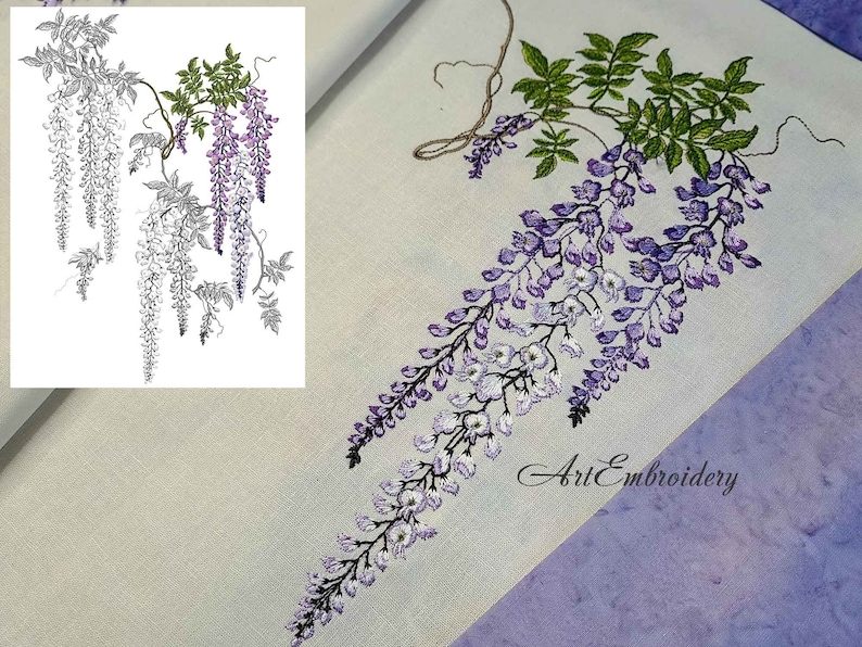 Wisteria Hanging Clusters Set 2 Machine Embroidery Botanical - Etsy