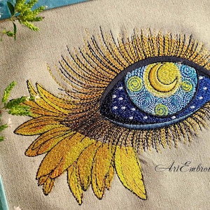 Starry Night Eye Machine Embroidery Design: Van Gogh Art (4x5, 5x7, 6x8 ...