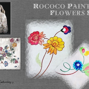 Rococo Painted Exotic and Fantasy Branch and Border Flowers - Machine ...