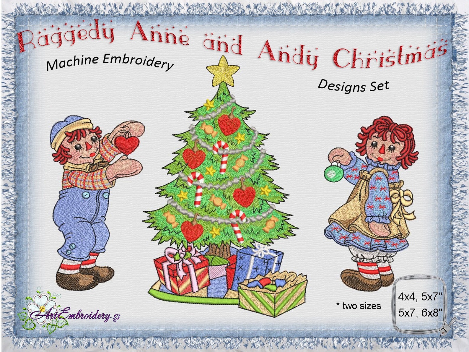 Raggedy Anne and Andy Christmas Machine Embroidery Designs | Etsy